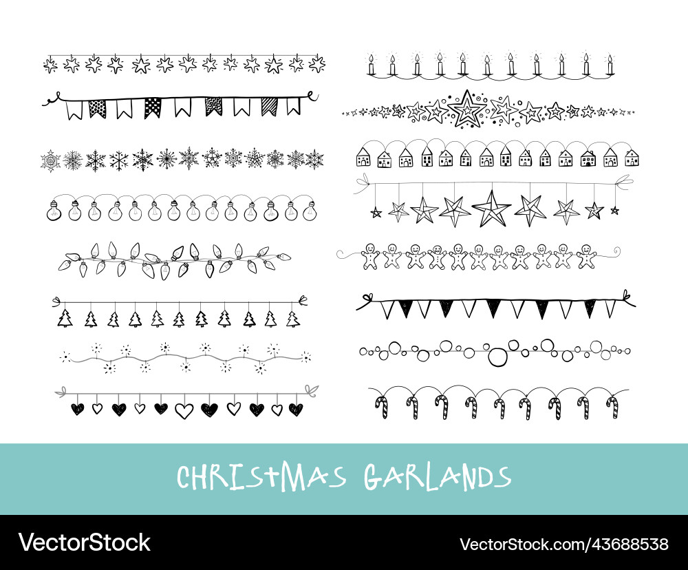 Collection of doodle christmas doodles Royalty Free Vector