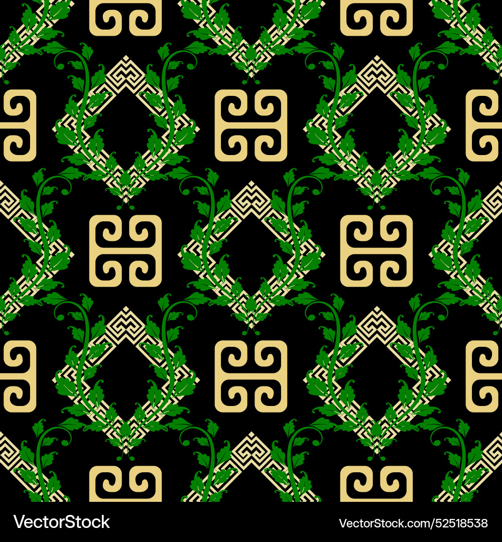 Geometric floral greece ancient style seamless Vector Image