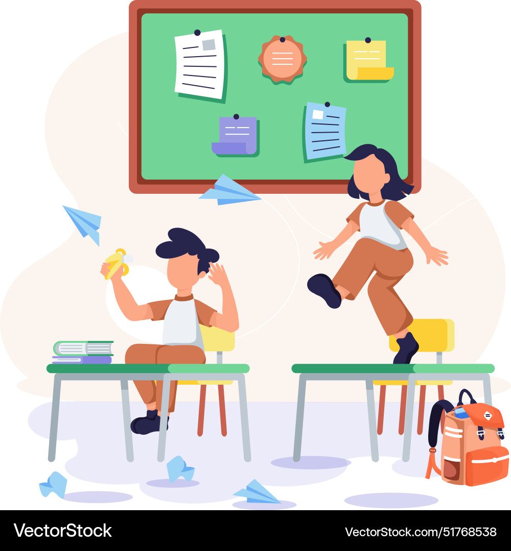 Kids playing during recess time flat style illust Vector Image