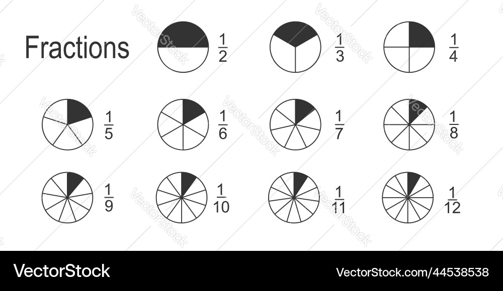 Math fractions infographic circles divided Vector Image