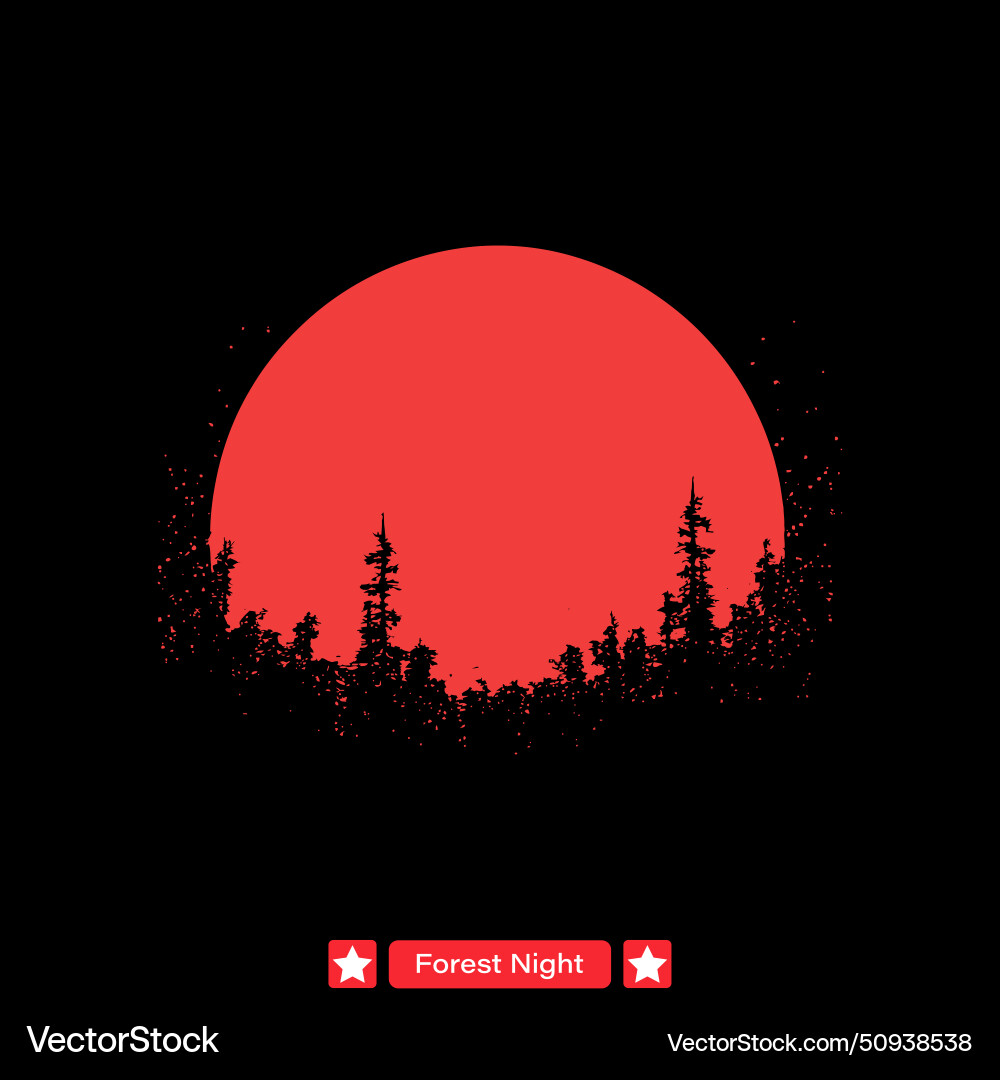 Midnight woods detailed silhouette pack Royalty Free Vector