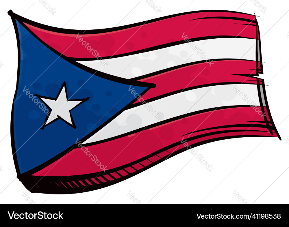 Painted puerto rico flag waving in wind Royalty Free Vector