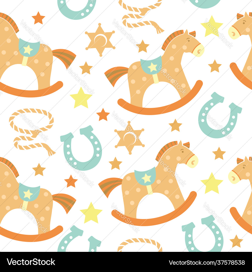 Seamless pattern baby cowboy with western Vector Image