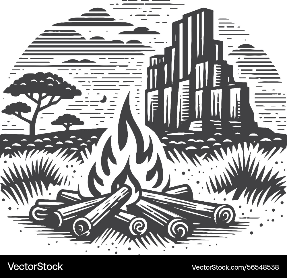 Simple campfire design vintage logo retro Vector Image