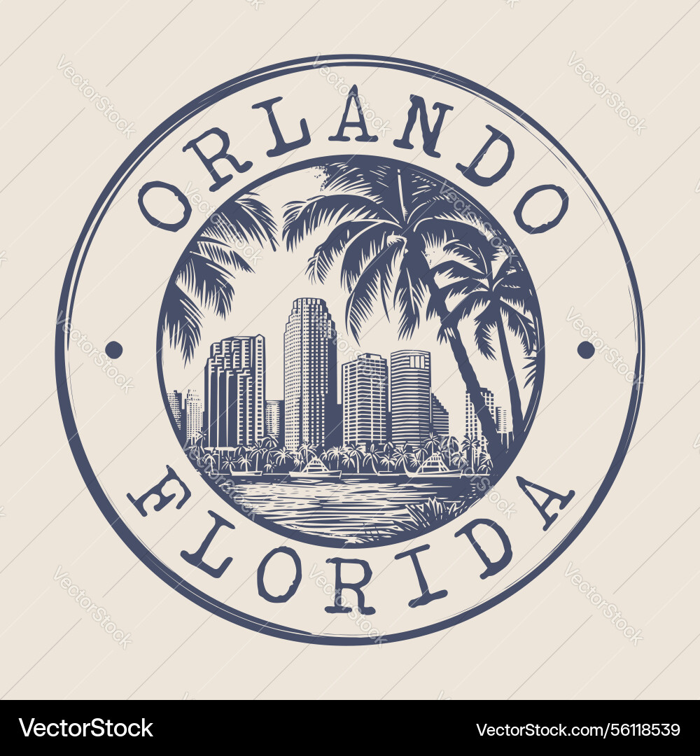 Orlando Skyline Stamp Postmark Royalty Free Vector Image