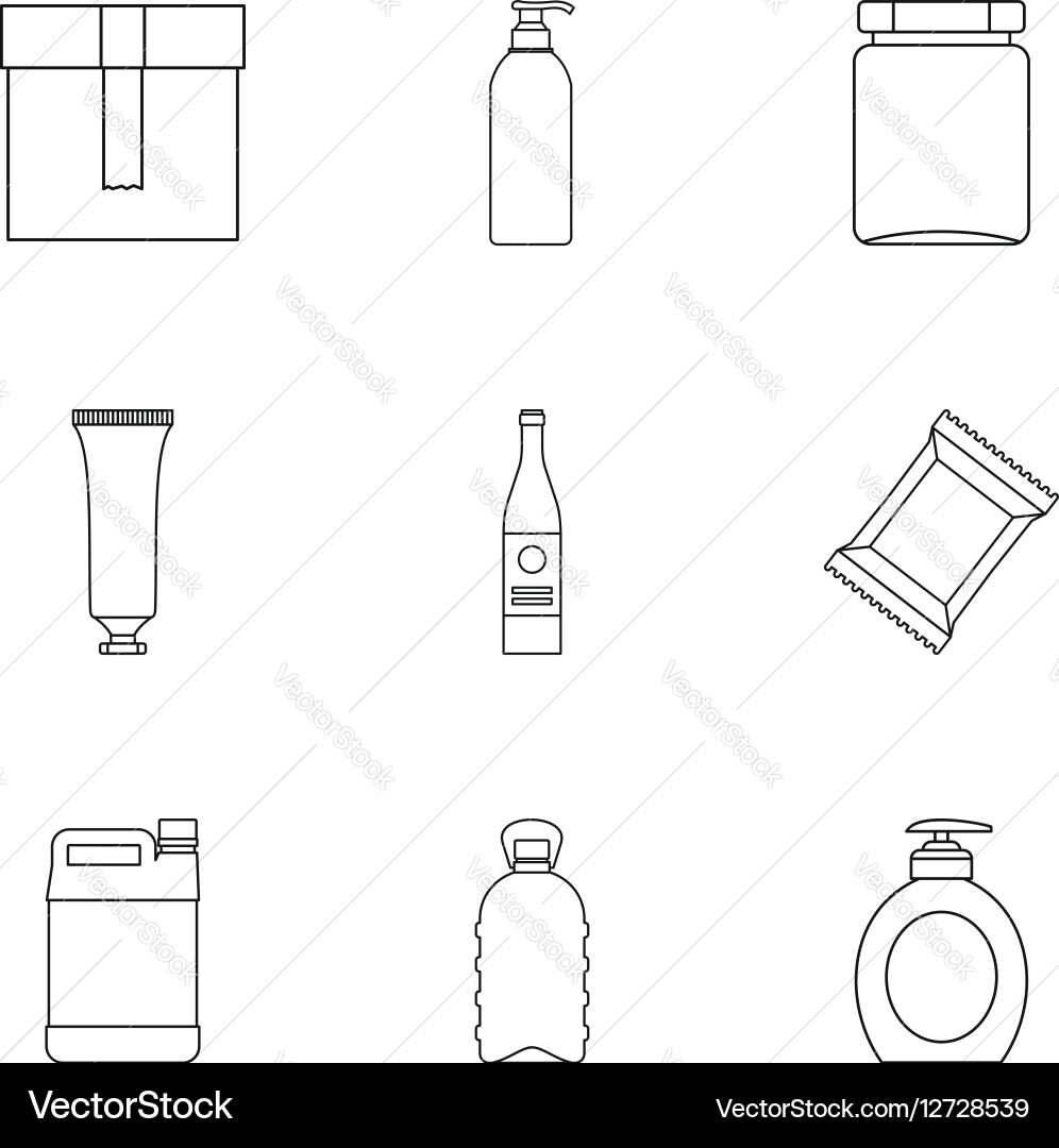 Package icons set outline style Royalty Free Vector Image