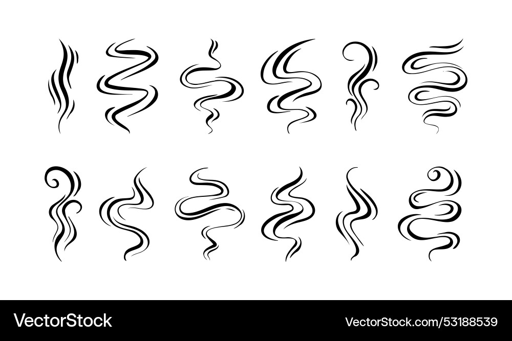 Smoke aroma lines icon doodle wavy smoke lines Vector Image