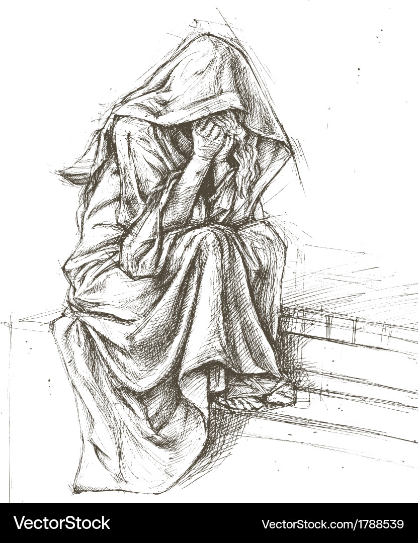Sketch Angel Sad Vector Images (94)