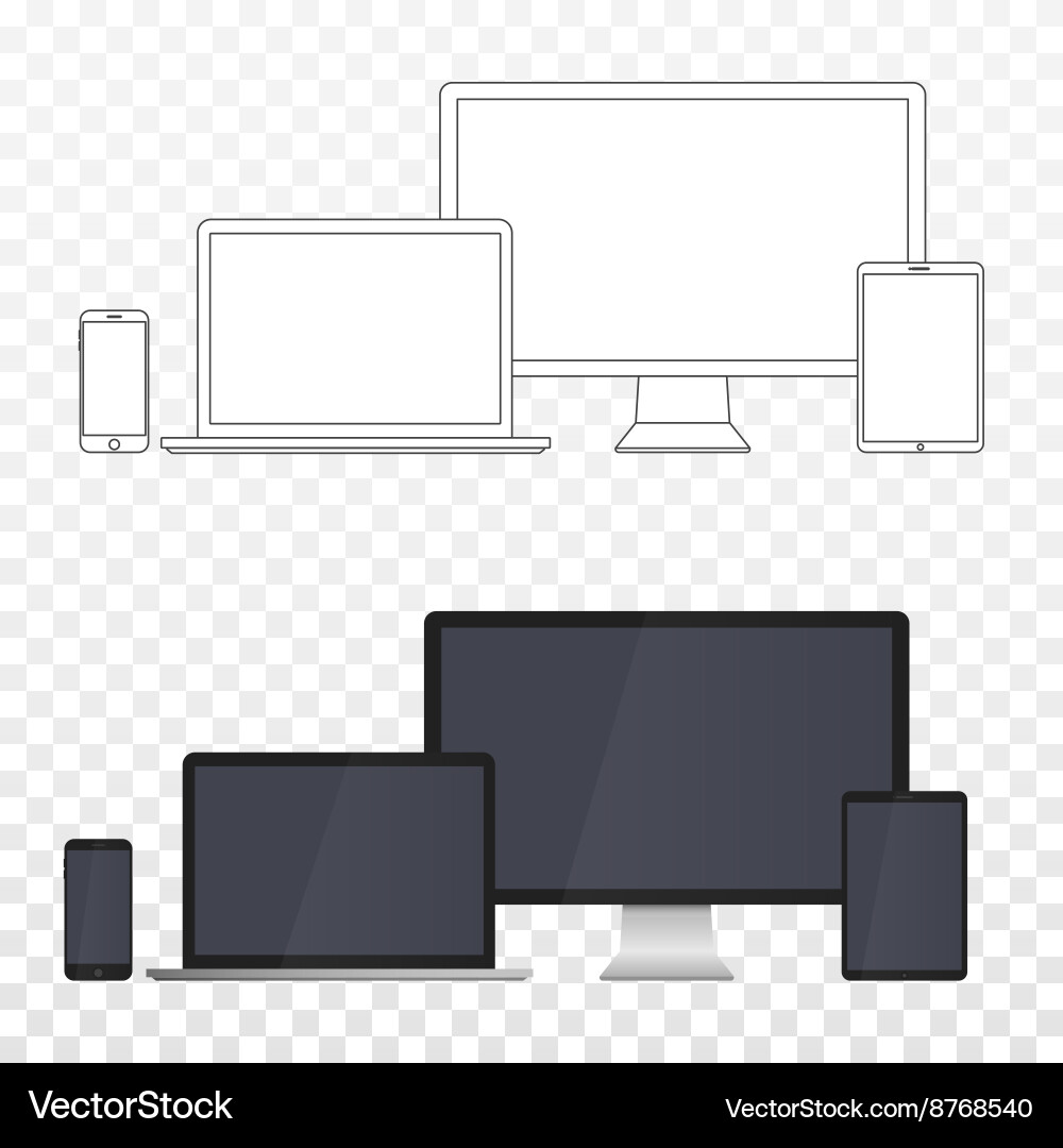 Electronic devices screens isolated on white Vector Image