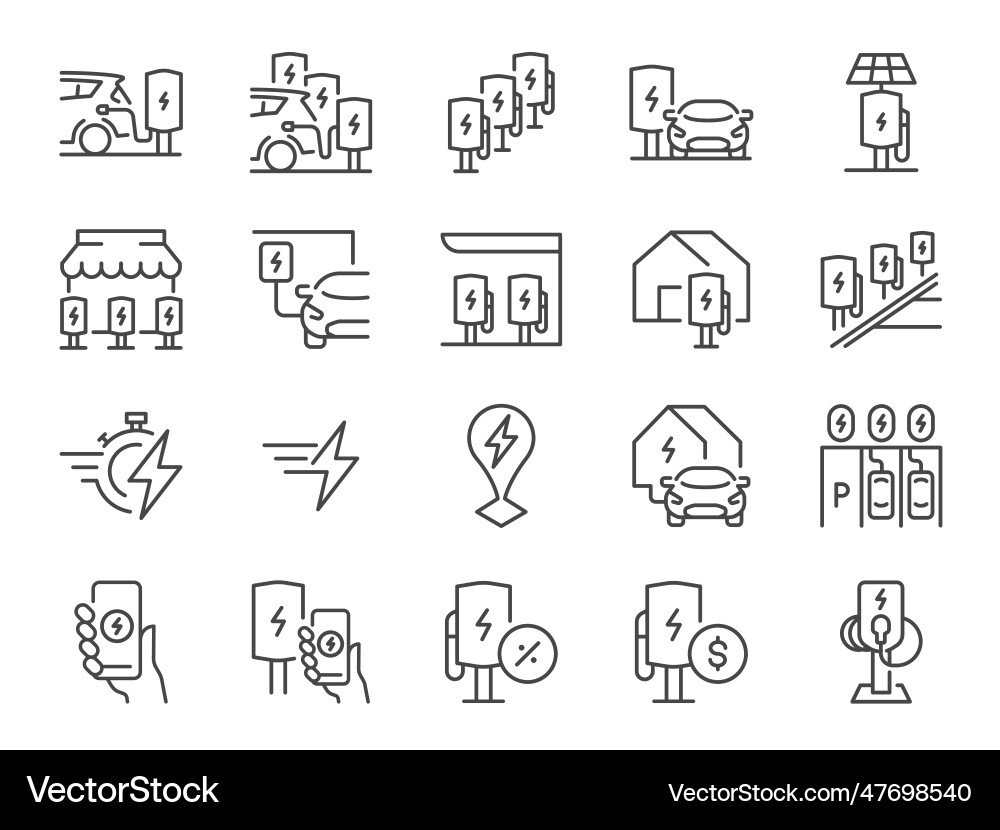 Ev car icon set Royalty Free Vector Image - VectorStock