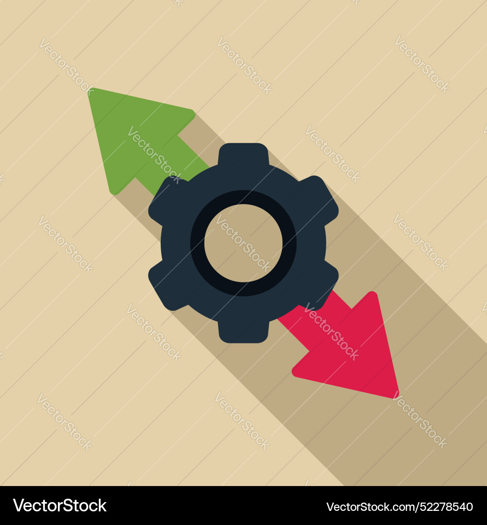 Gear turning with up and down arrows representing Vector Image
