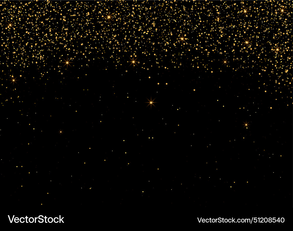 Golden glitter sparkle on a black background gold Vector Image
