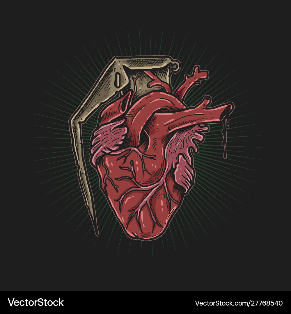 Heart grenade drawing Royalty Free Vector Image