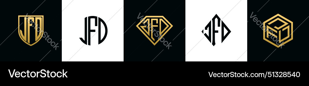 Initial letters jfd logo designs bundle Royalty Free Vector