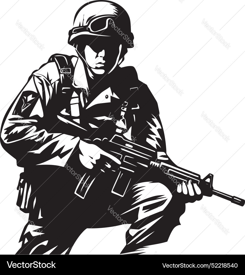 Invisible guardian tactical soldier glyph Vector Image