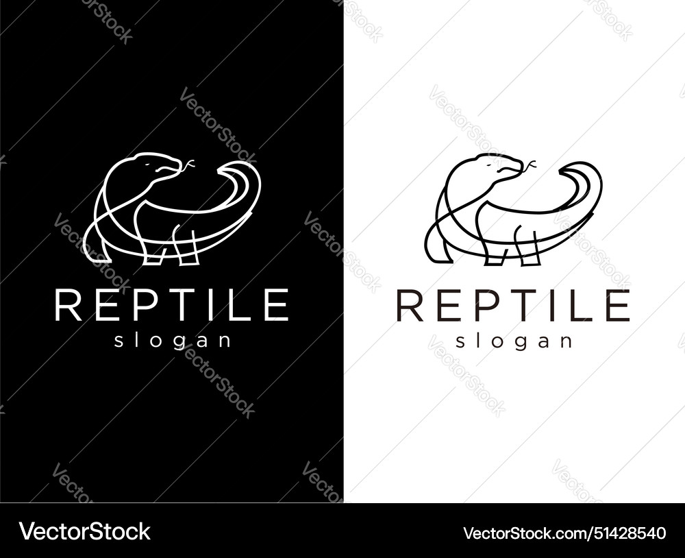 Komodo dragon logo line art design Royalty Free Vector Image