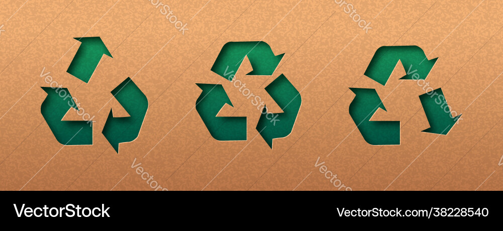 recyceln grün Papier schneiden Ikone gesetzt Zyklus Upcycle