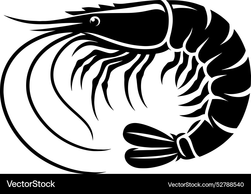 Shrimp silhouette isolated on white background Vector Image