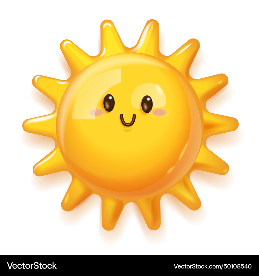Smile 3d sun yellow bright smiling symbol Vector Image