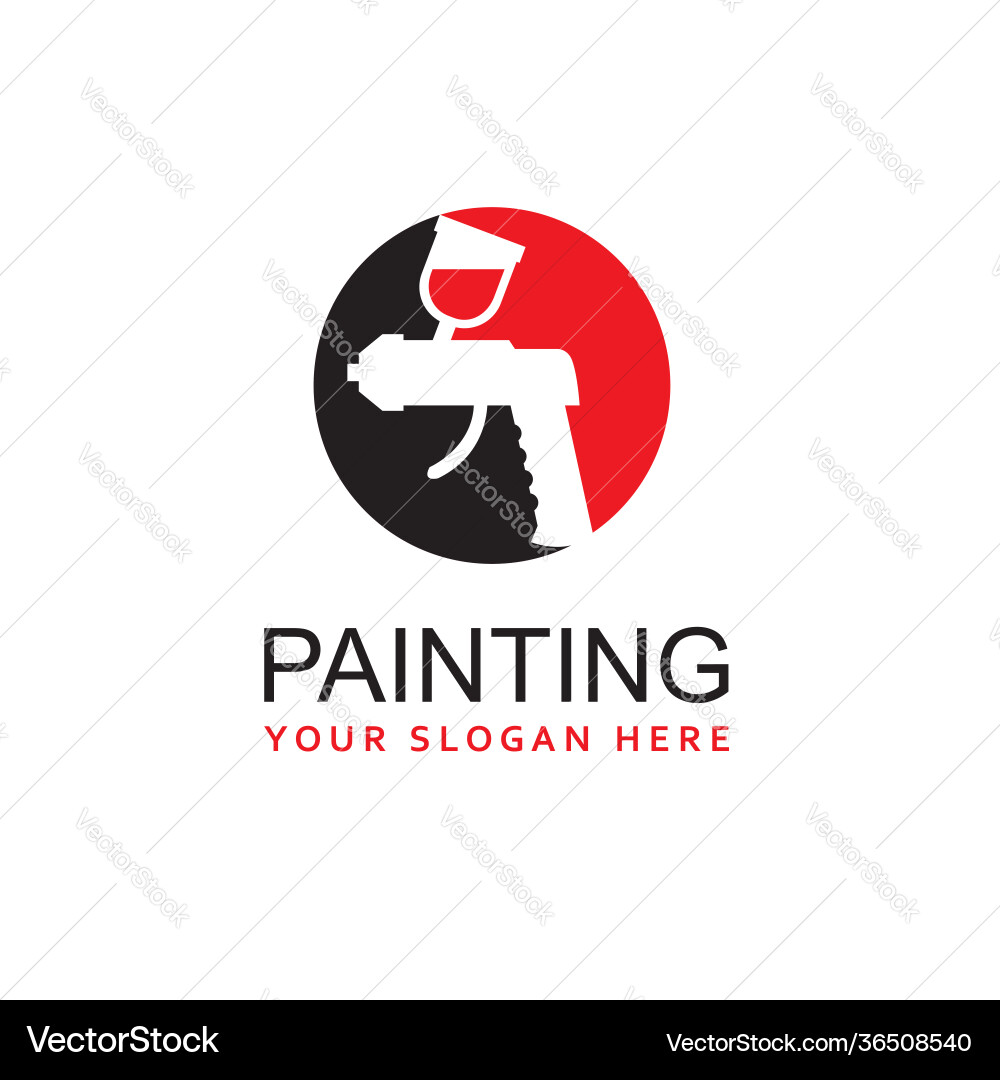 Spray gun painting emblem Royalty Free Vector Image