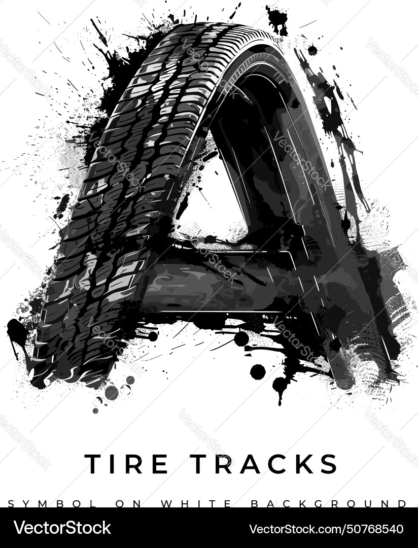 Tire font letter a on white background Royalty Free Vector