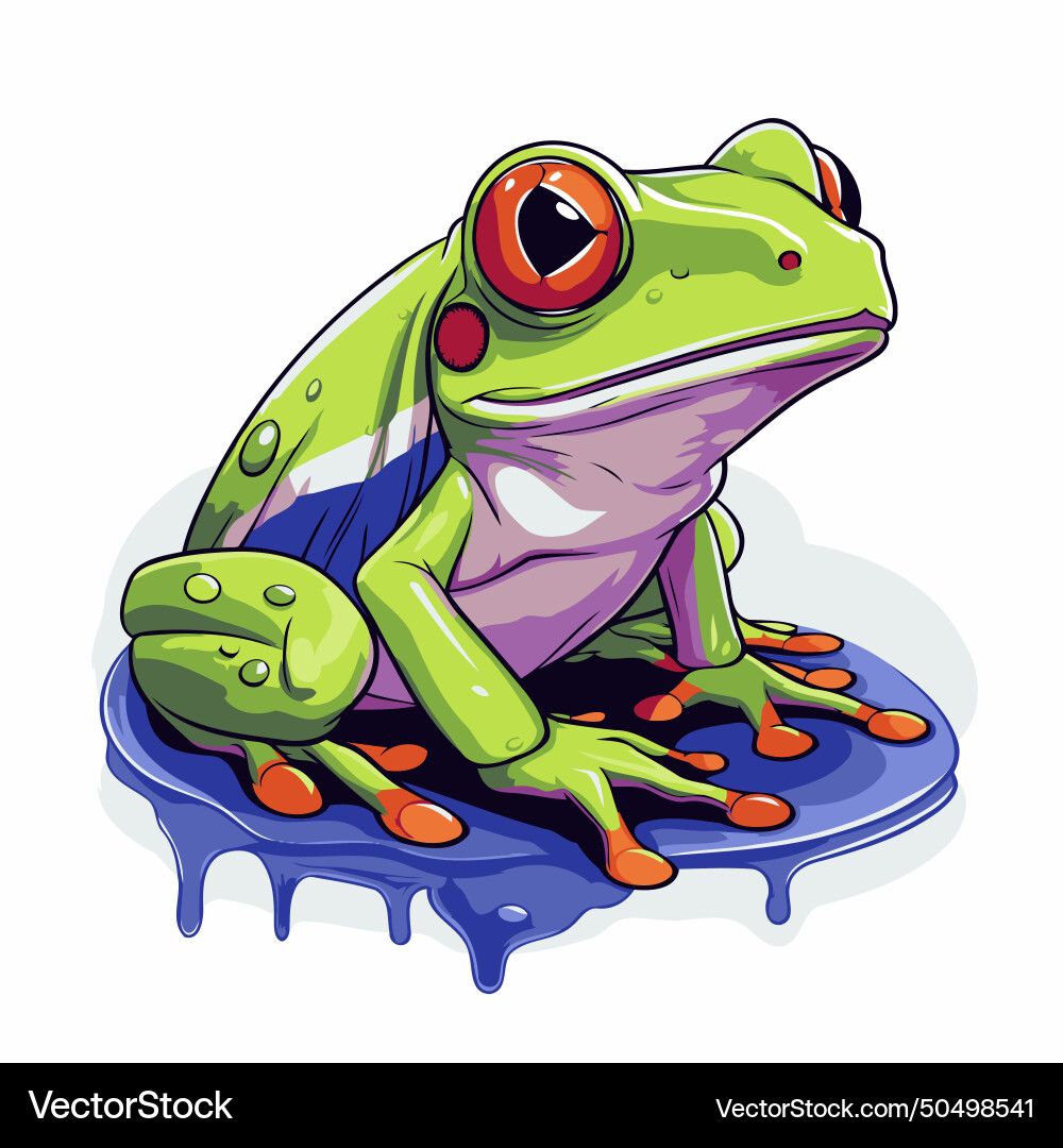 A cartoon frog on white background Royalty Free Vector Image