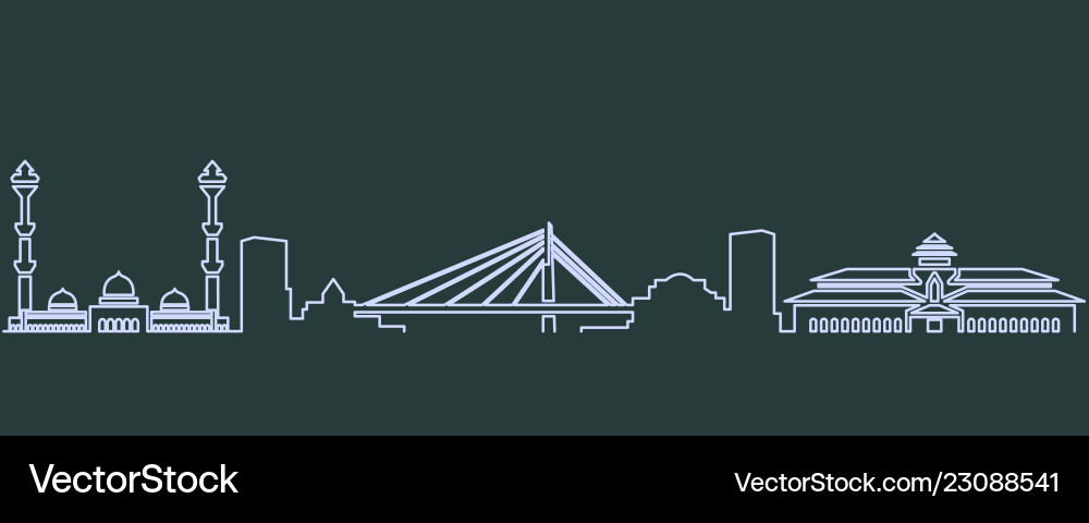 Bandung single line skyline Royalty Free Vector Image