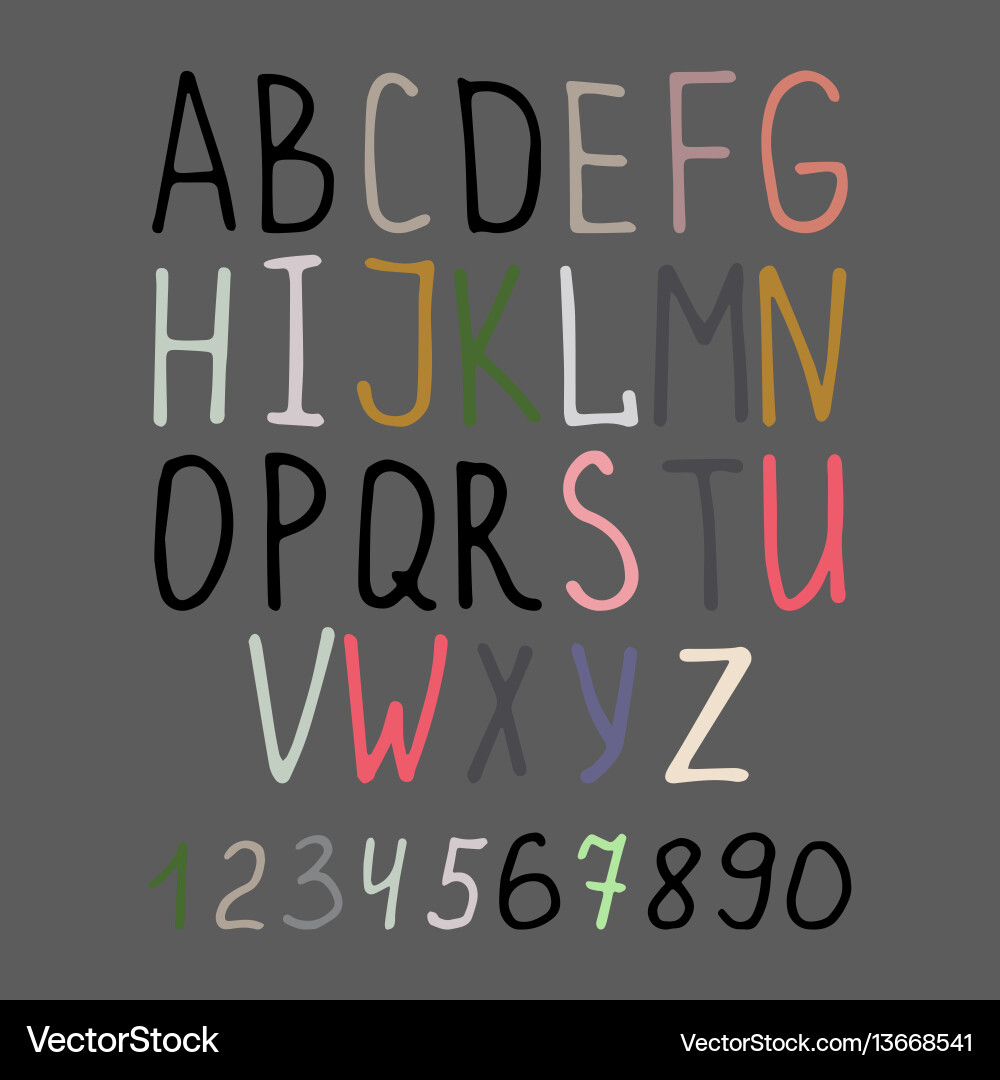 Calligraphy alphabet on grey background Royalty Free Vector