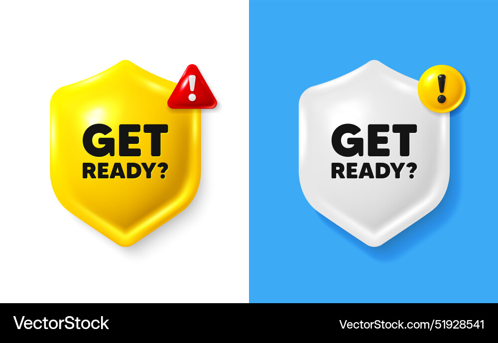 Get ready symbol special offer sign shield 3d Vector Image