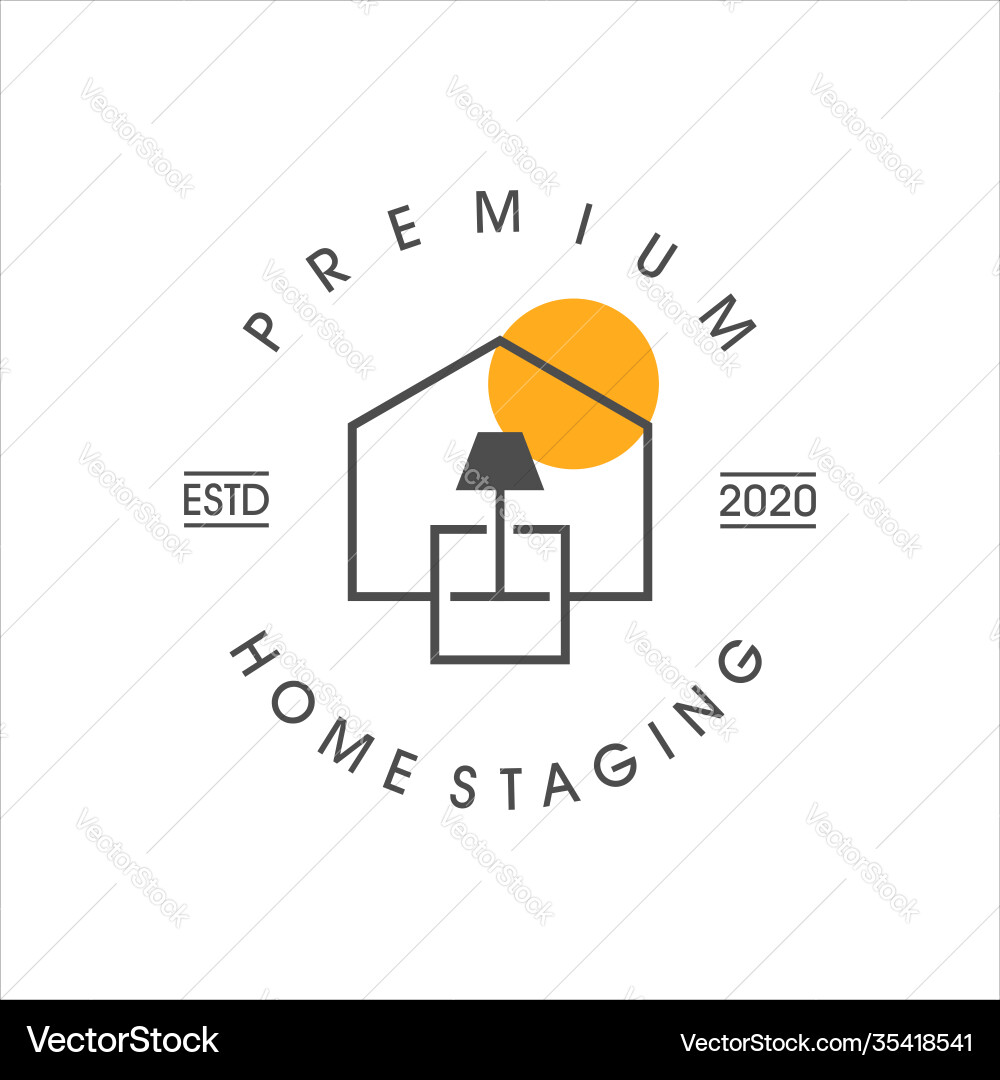 Home staging logo design line art Royalty Free Vector Image