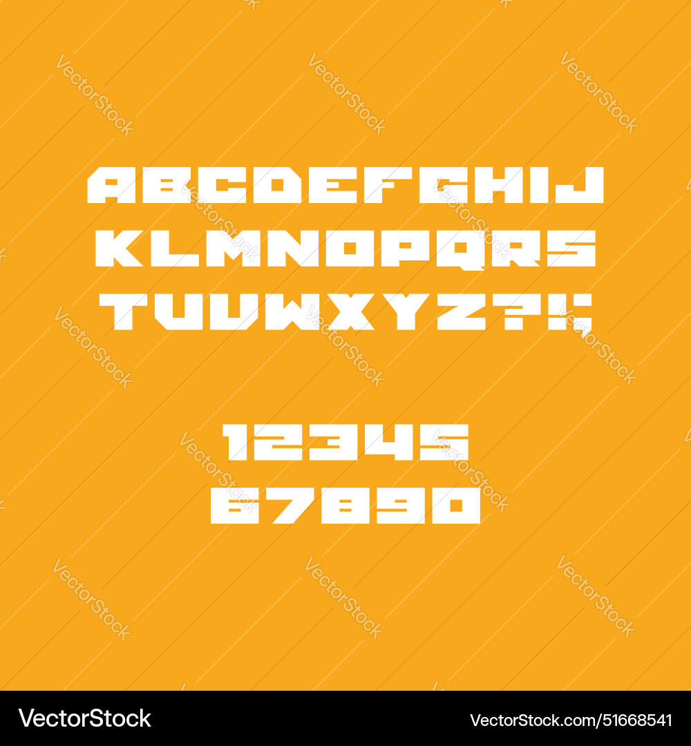 Latin uppercase alphabet letters and numbers Vector Image
