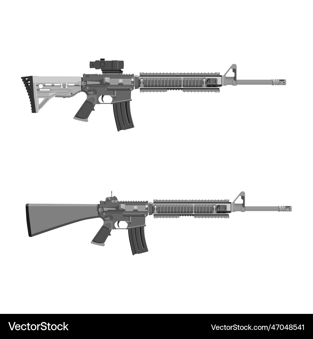 M-16 Rifle on White Background Royalty Free Vector Image