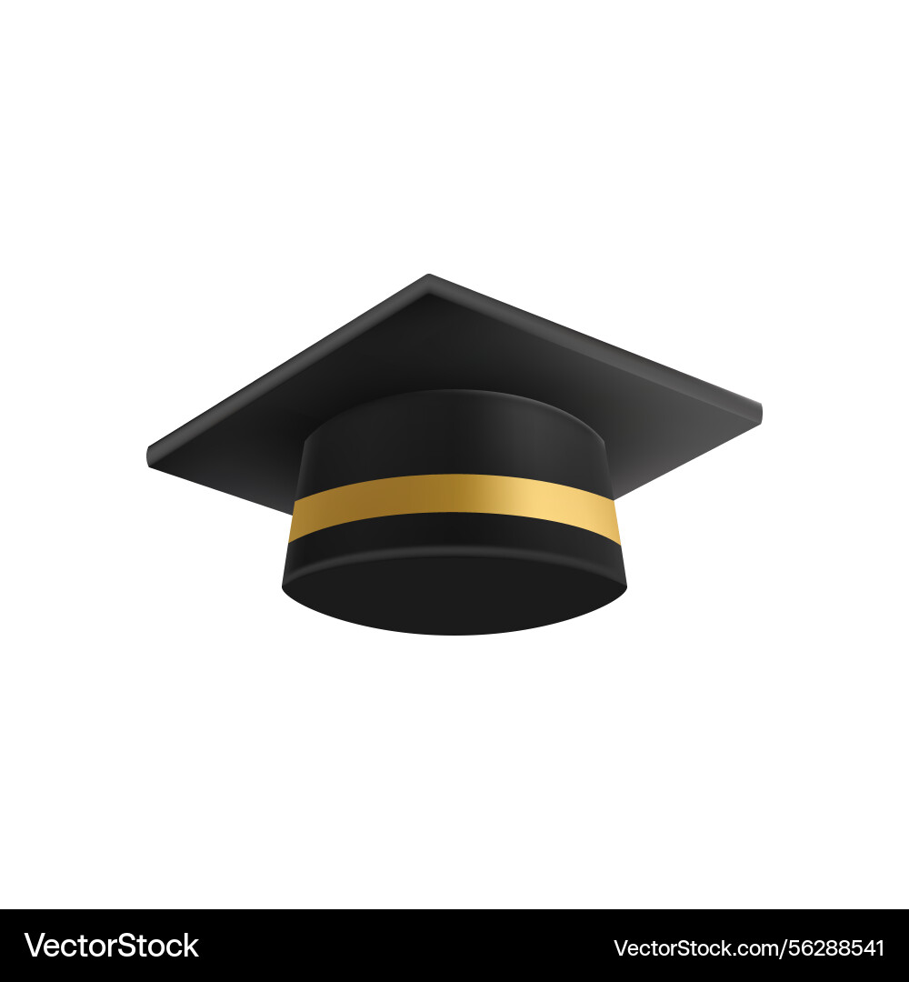 Realistic black graduate cap 3d graduation Vector Image