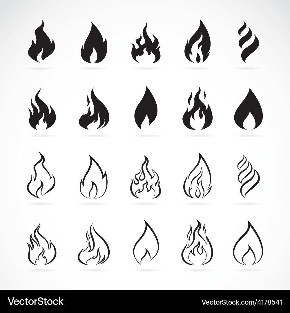 Set of flame symbols Royalty Free Vector Image
