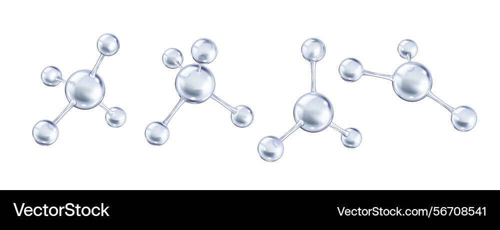 Silver collagen molecules structure realistic Vector Image