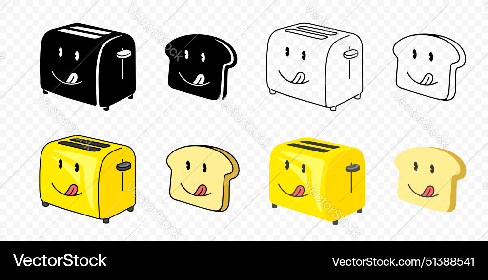 Toaster cartoon character toast graphic design Vector Image