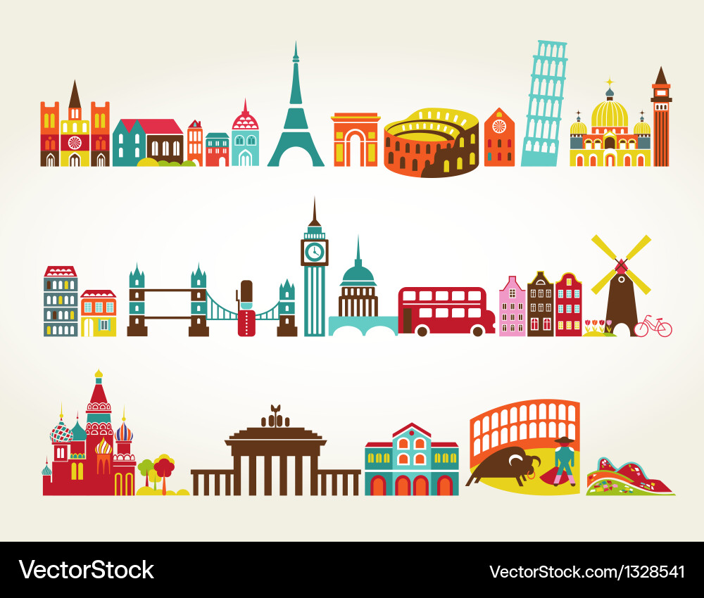 Travel and tourism locations Royalty Free Vector Image