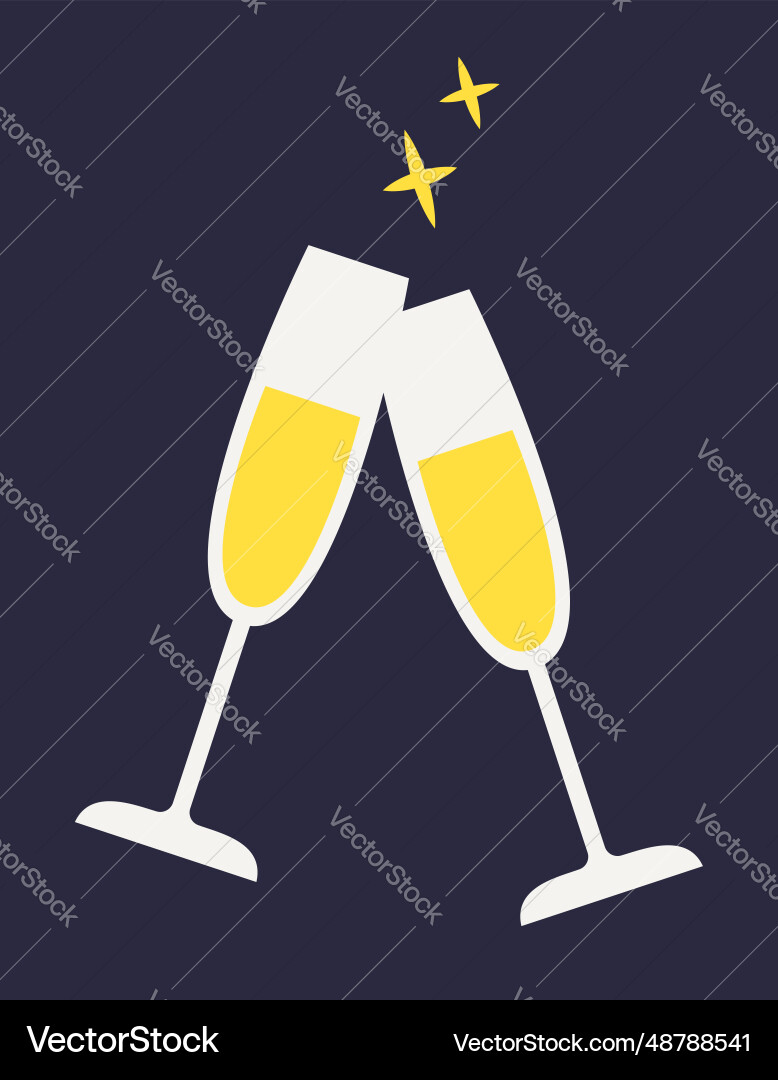 Two glasses of champagne Royalty Free Vector Image