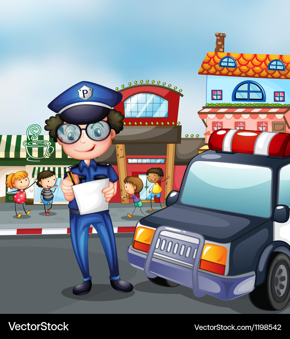 A policeman at busy street Royalty Free Vector Image