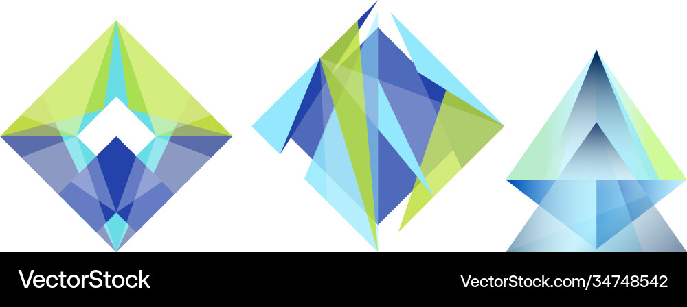 Abstract geometric shapes collection faceted Vector Image