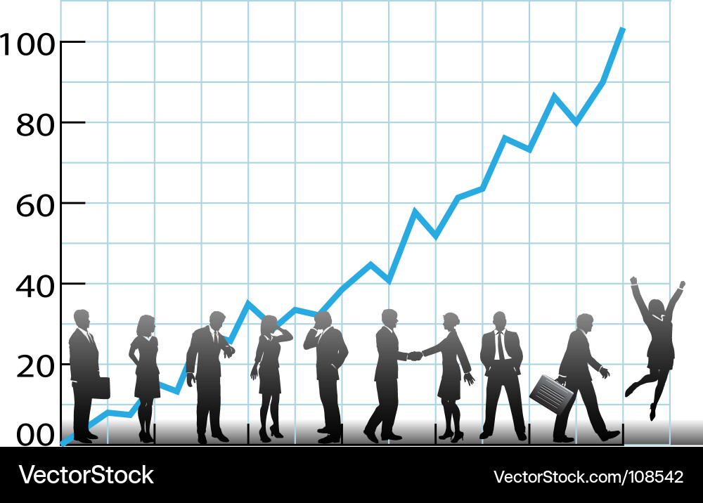 Business team chart company growth Royalty Free Vector Image
