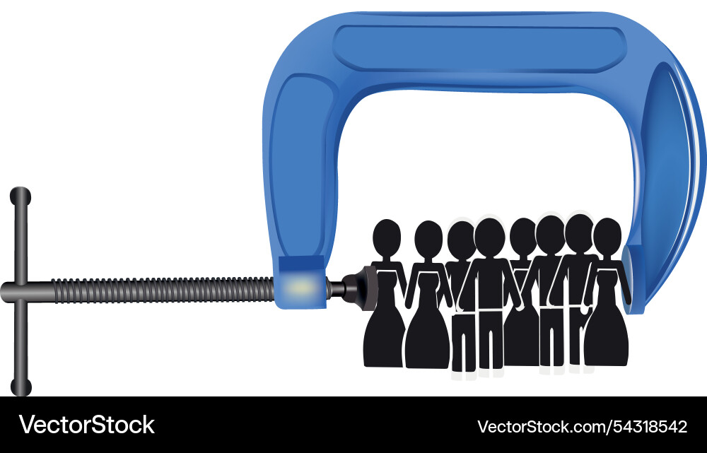 C clamp compressing group of people representing Vector Image