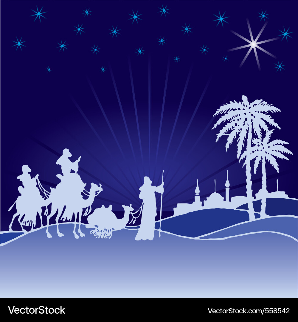 Classic three magic scene wisemen Royalty Free Vector Image
