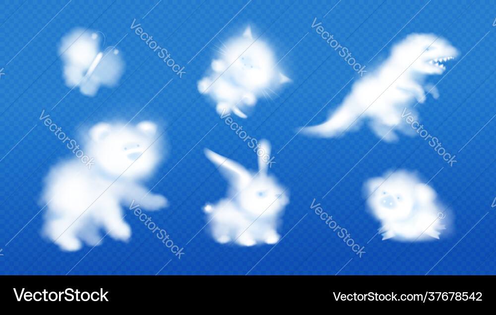Cute Cloud Animals Blue Sky Royalty Free Vector Image