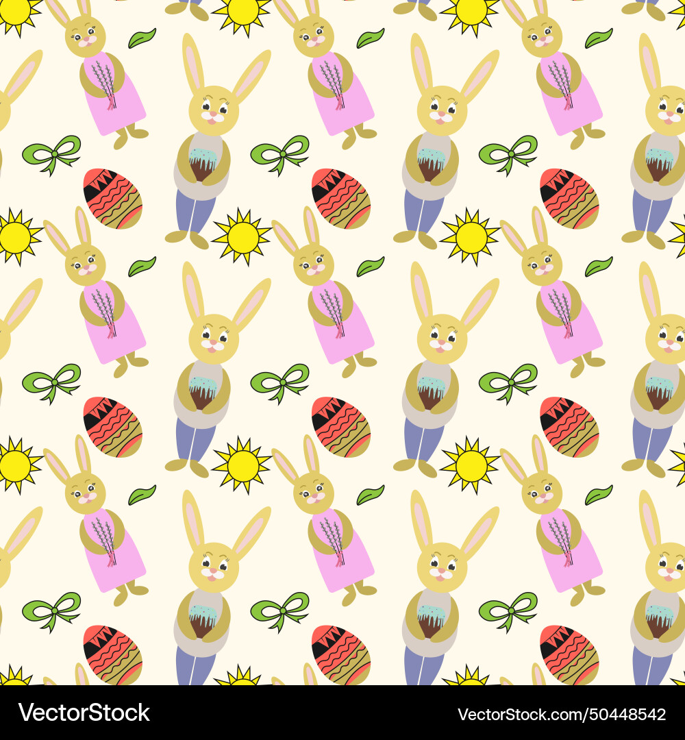 Decorative pattern for a holiday easter rabbits Vector Image