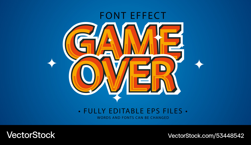 Game over editable text effect Royalty Free Vector Image