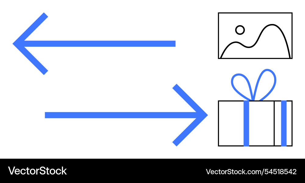 Image exchange and gift giving concept with arrows