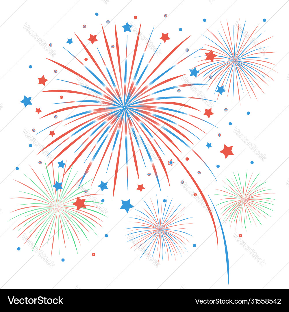 Isolated Firework - Red and Blue Royalty Free Vector Image