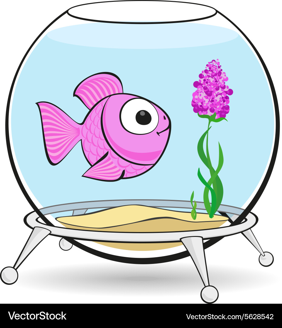 Pink fish in fishbowl Royalty Free Vector Image