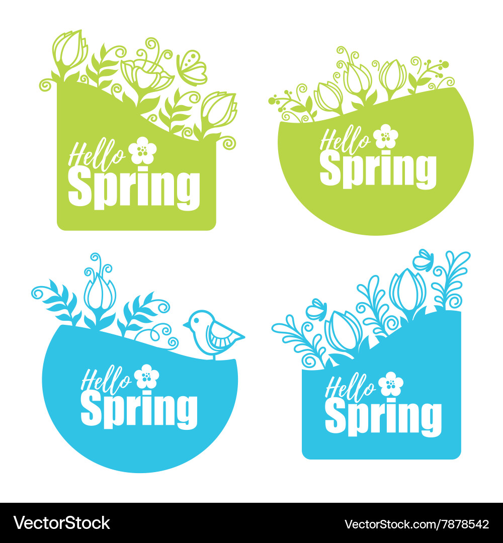 Spring stickers Royalty Free Vector Image - VectorStock